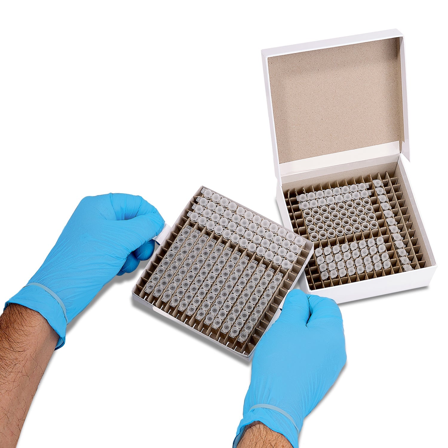 MTC Bio R2392 Double Decker™ PCR Freezer Box, Cardboard, Hinged Lid, 3